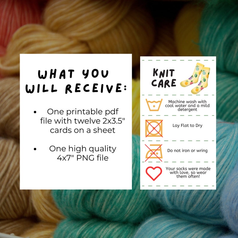 Knit Care Card: Printable Knitting Instructions (PDF) - Etsy