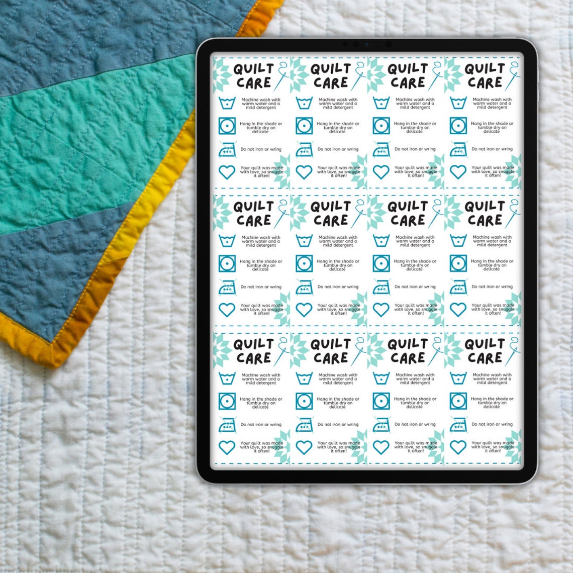 Printable Care Cards, Quilt Care Instructions, Editable Handmade Care ...