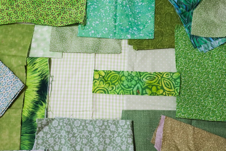 Green Scrap Fabric for Quilting Cotton Scrap Fabric Strips, Quilt ...