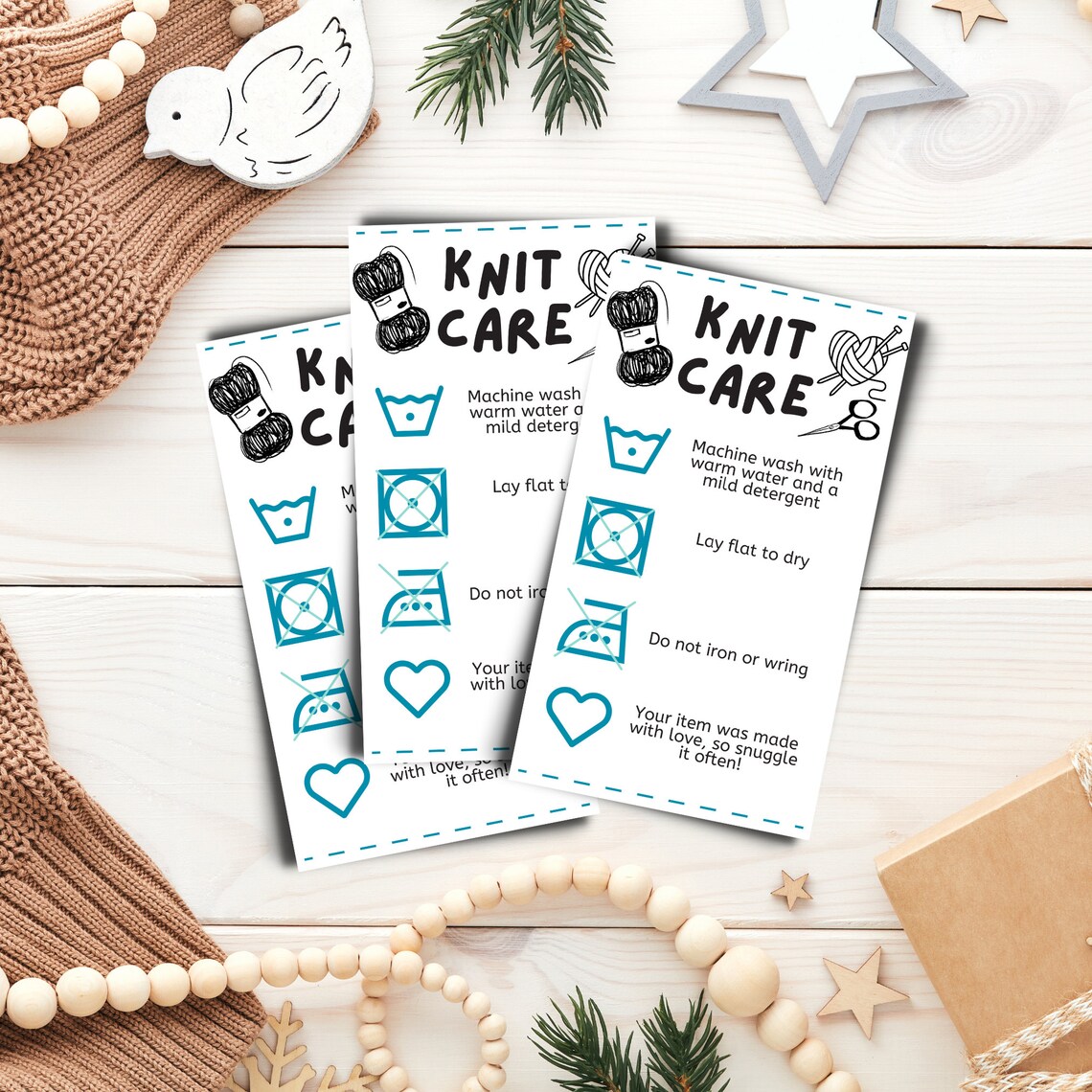 Knit Care Card, Printable Care Instructions, Instant Download, Knitting ...