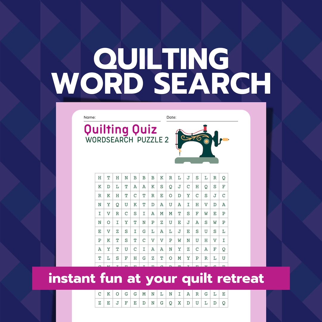 Quilting Word Search Puzzle, Fun Sewing Game, Quilting Printable ...