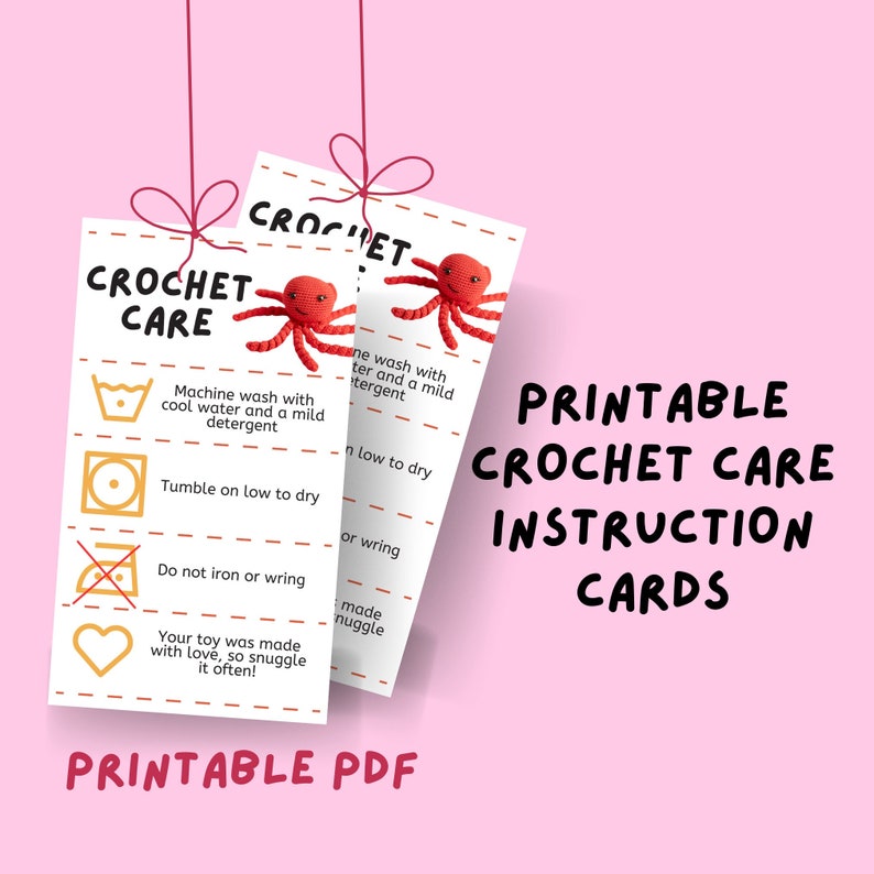 Crochet Plushie Care Card, Amigurumi Label, Printable Crochet Gift Tag ...