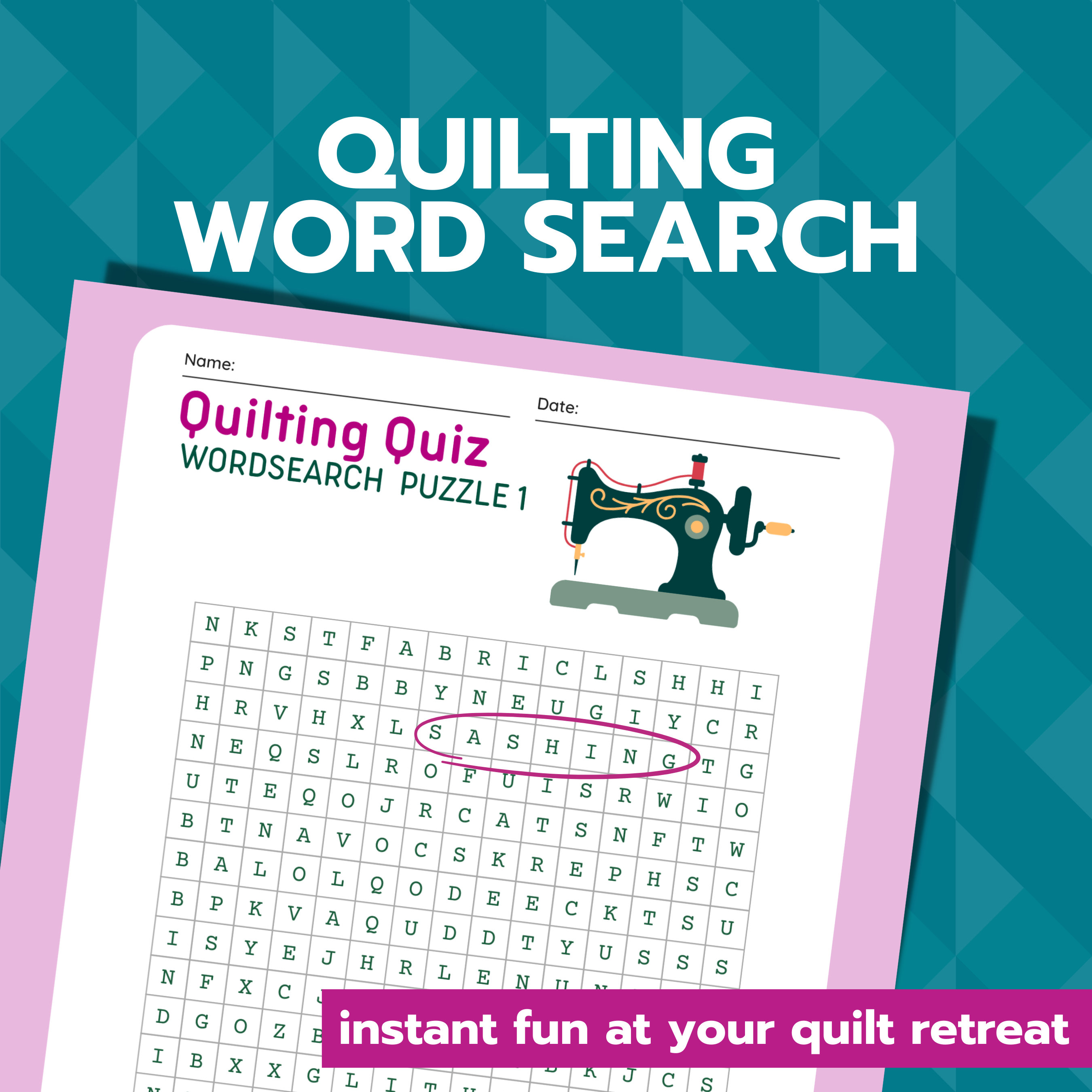 Quilting Word Search Puzzle: Fun Sewing Game (digital Download) - Etsy