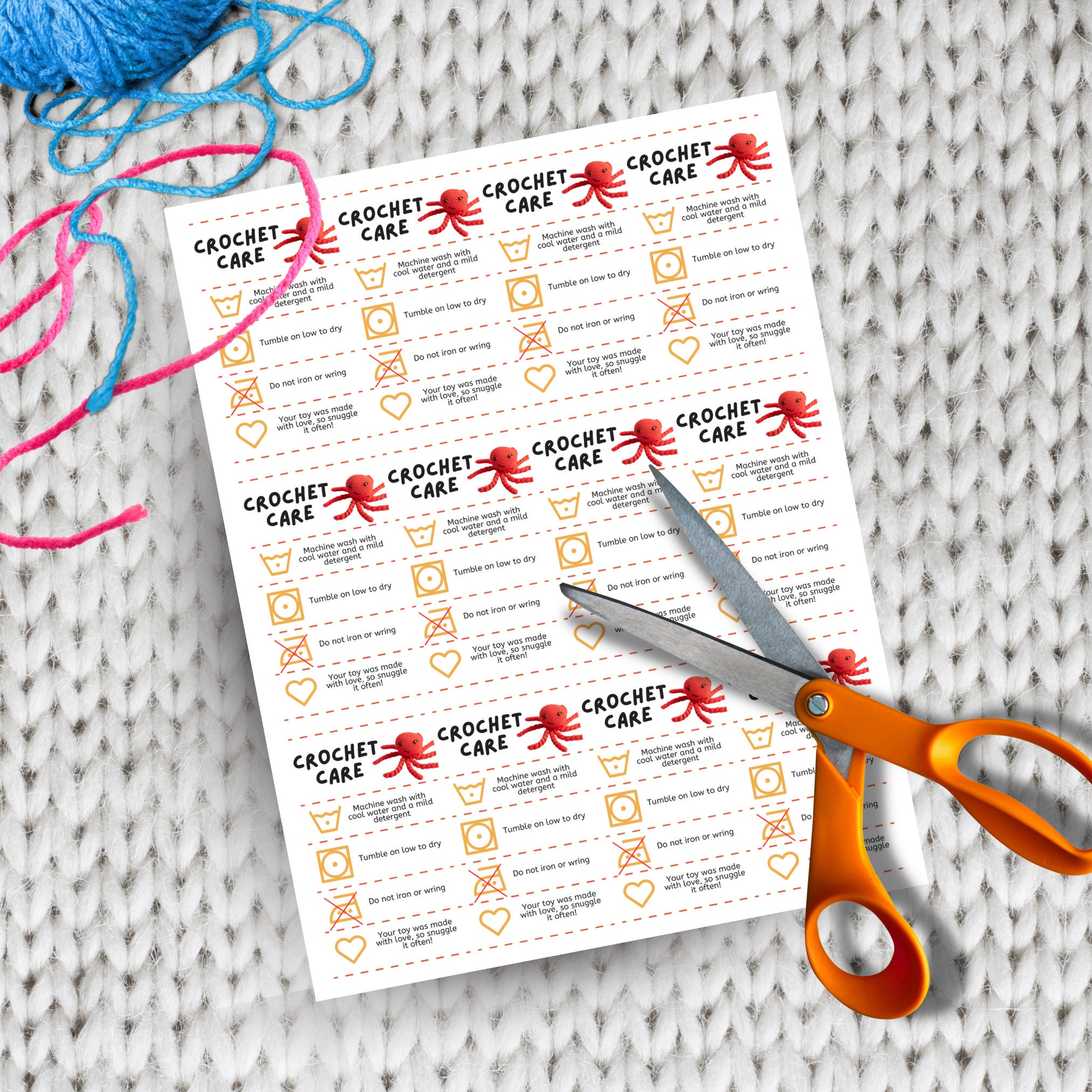 Crochet Plushie Care Card, Amigurumi Label, Printable Crochet Gift Tag ...