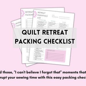 Quilt Retreat Packing Checklist: Printable Sewing Organizer (PDF) - Etsy