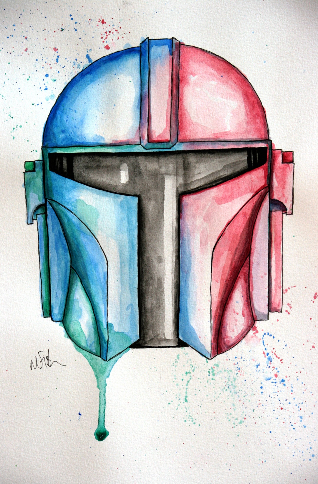 Star Wars Mandalorian Watercolour Print - Etsy
