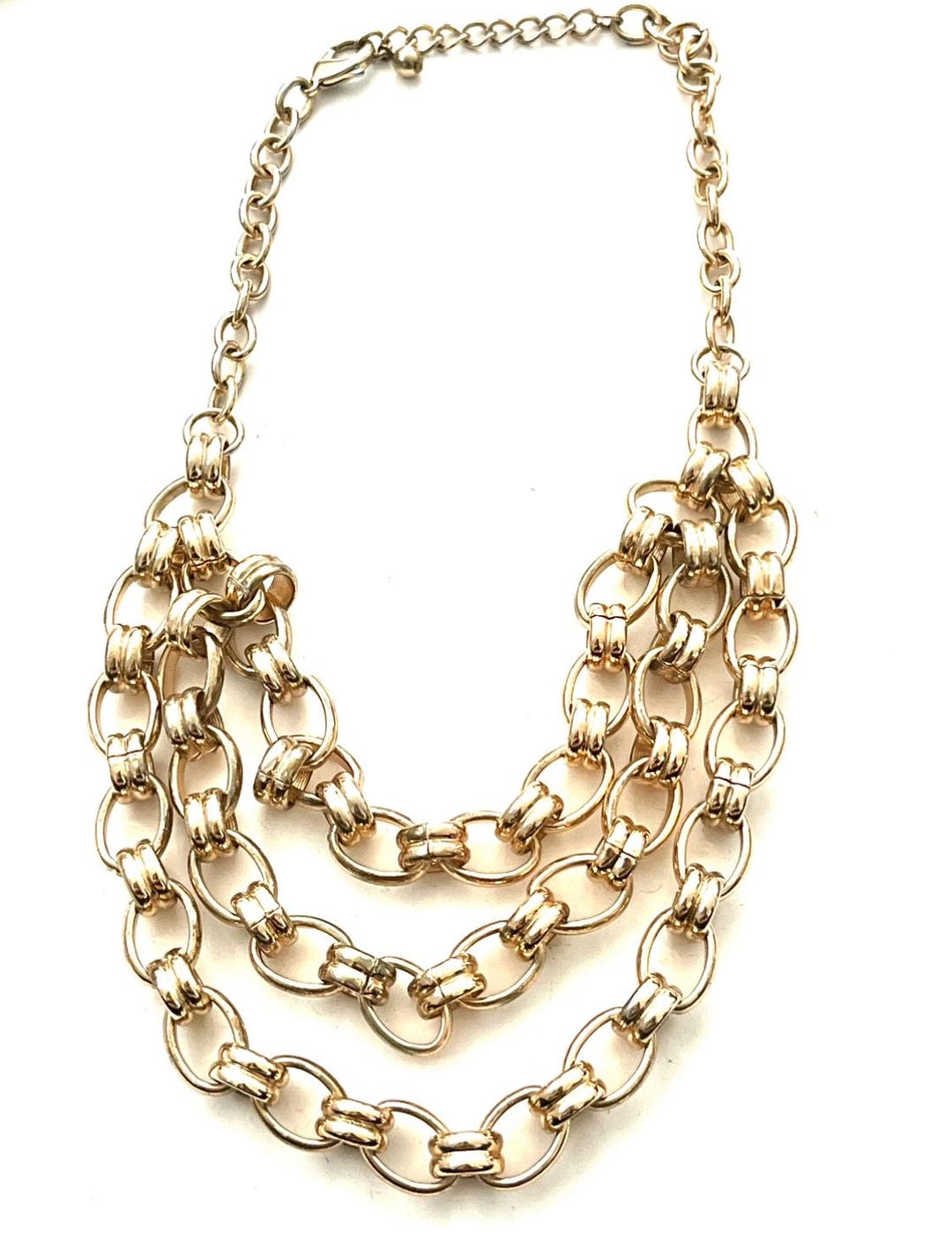 Vintage Heavy Large Layered Chain Cable Link Necklace - Etsy
