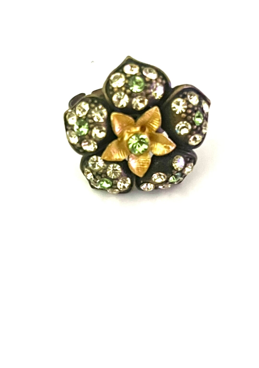 Vintage Swarovski Flower Floral Ring , Flower Crystal Ring, Clustered ...