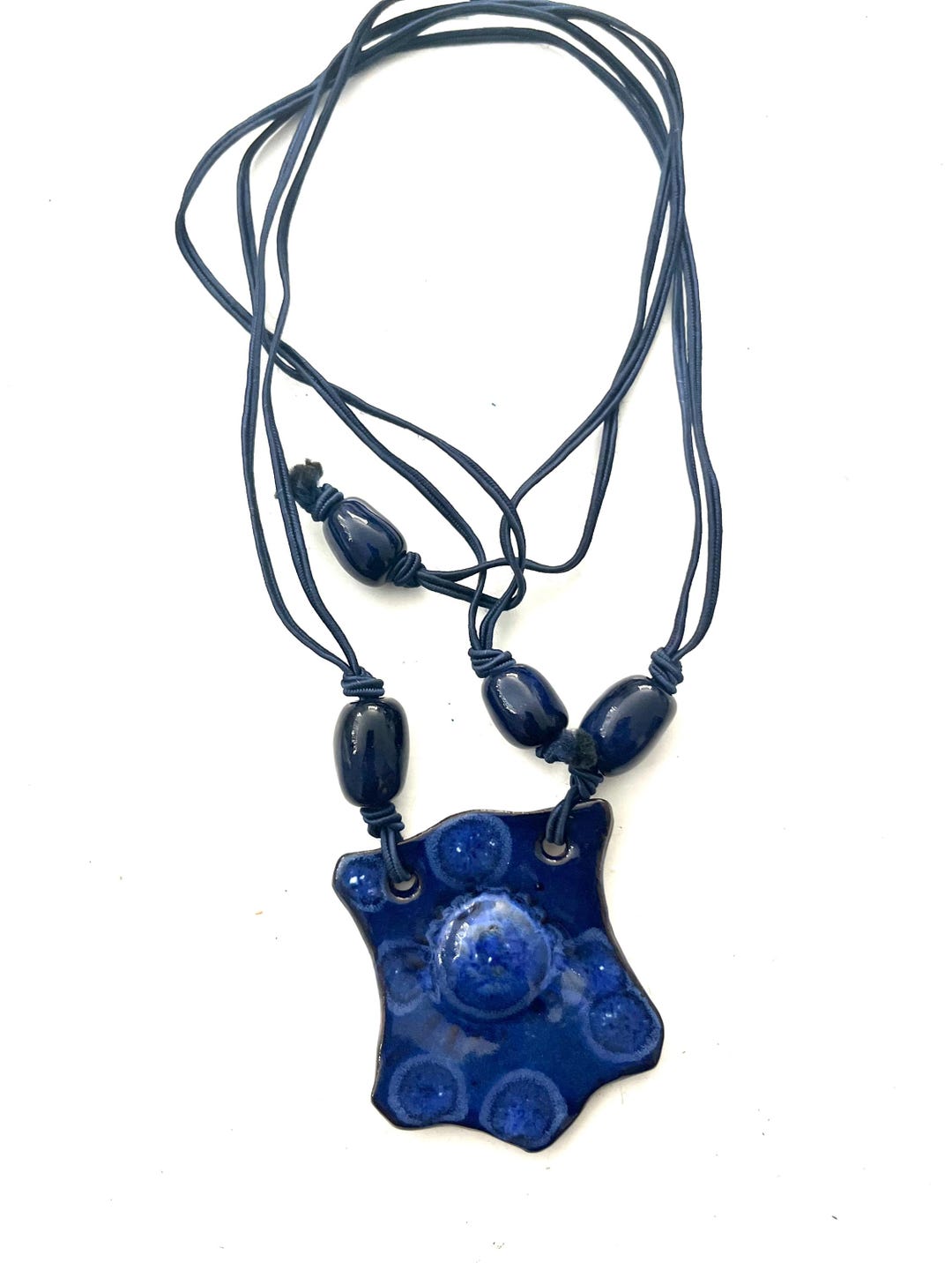 Blue Clay Pottery Necklace - Etsy