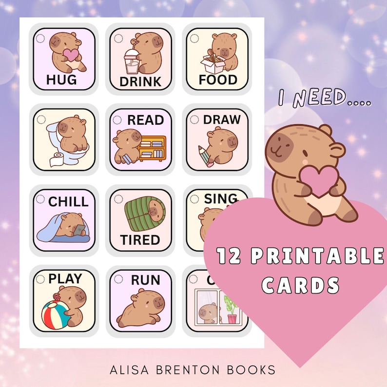 Capybara ESSA Communication Cards: Printable Nonverbal Accessory ...