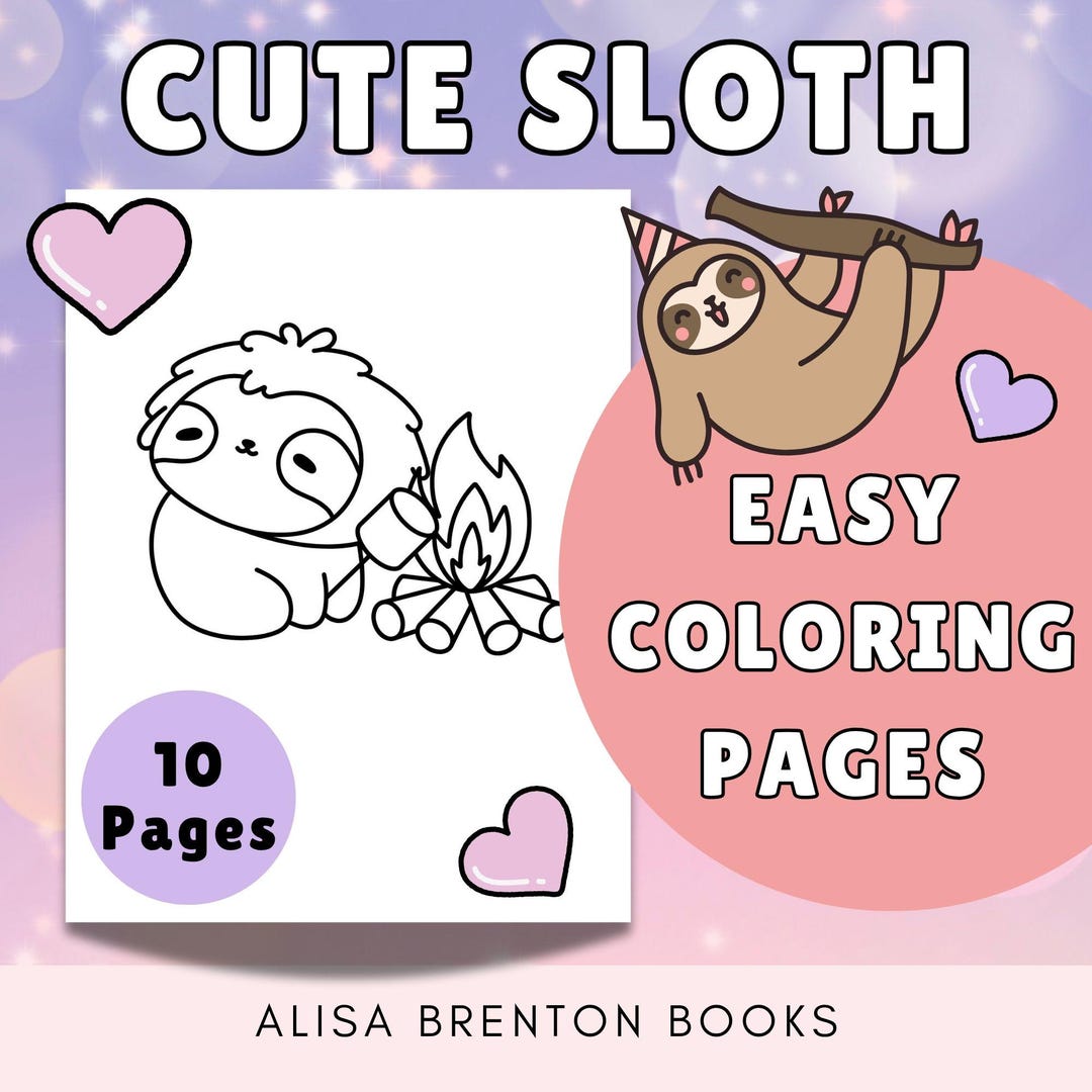 Cute Sloth Coloring Pages | 10 Sloth Coloring Sheets | Bold Easy ...