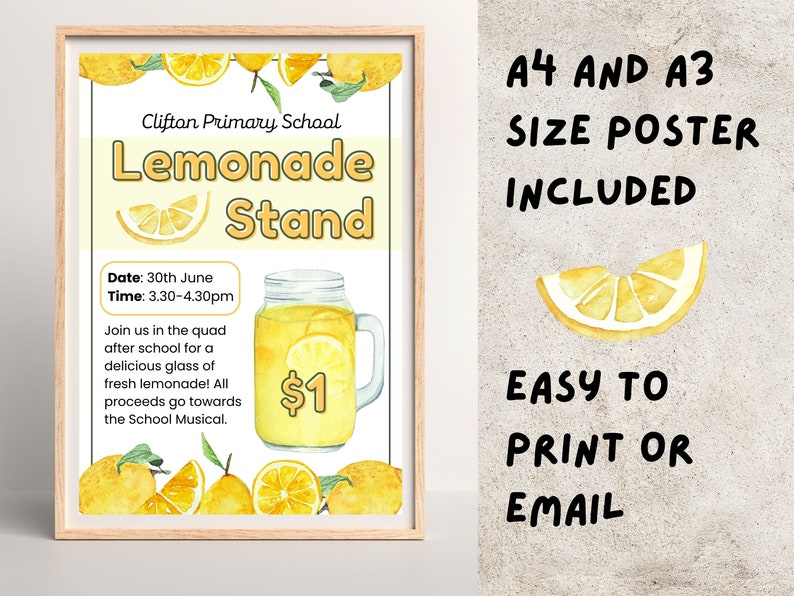 Lemonade Stand Flyer And Instagram Template Lemonade Poster School
