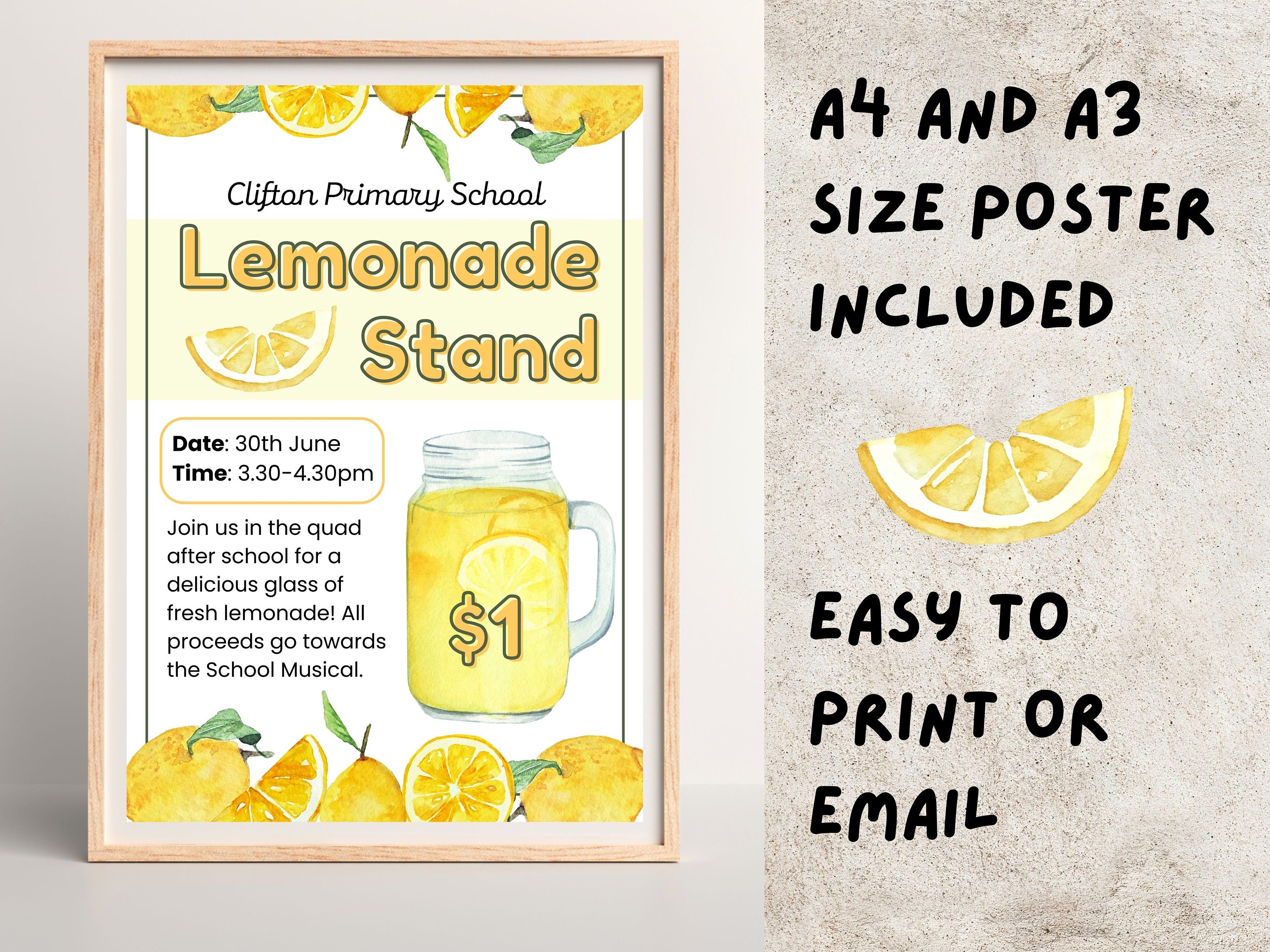Lemonade Stand Flyer And Instagram Template Lemonade Poster School