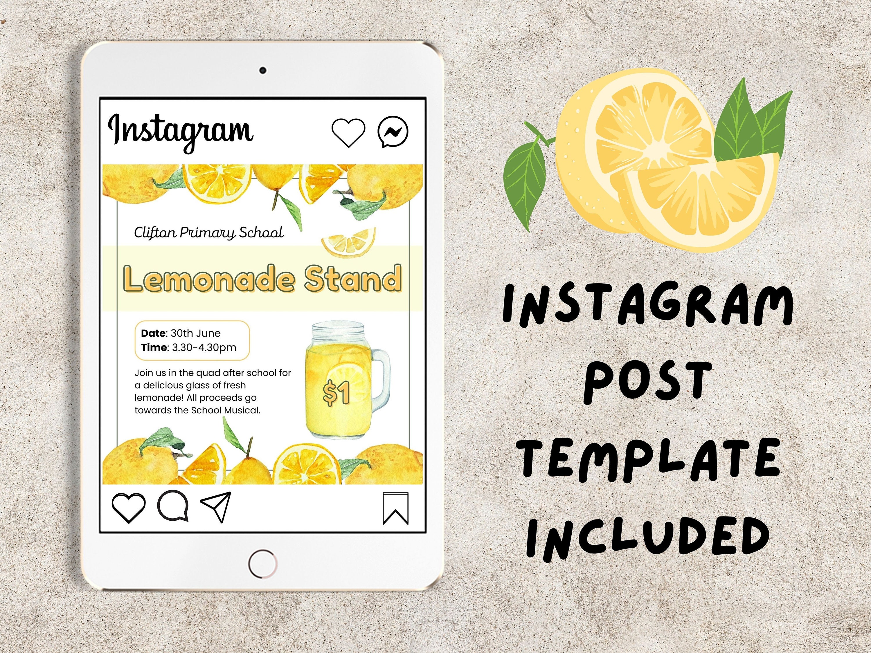 Lemonade Stand Flyer And Instagram Template Lemonade Poster School