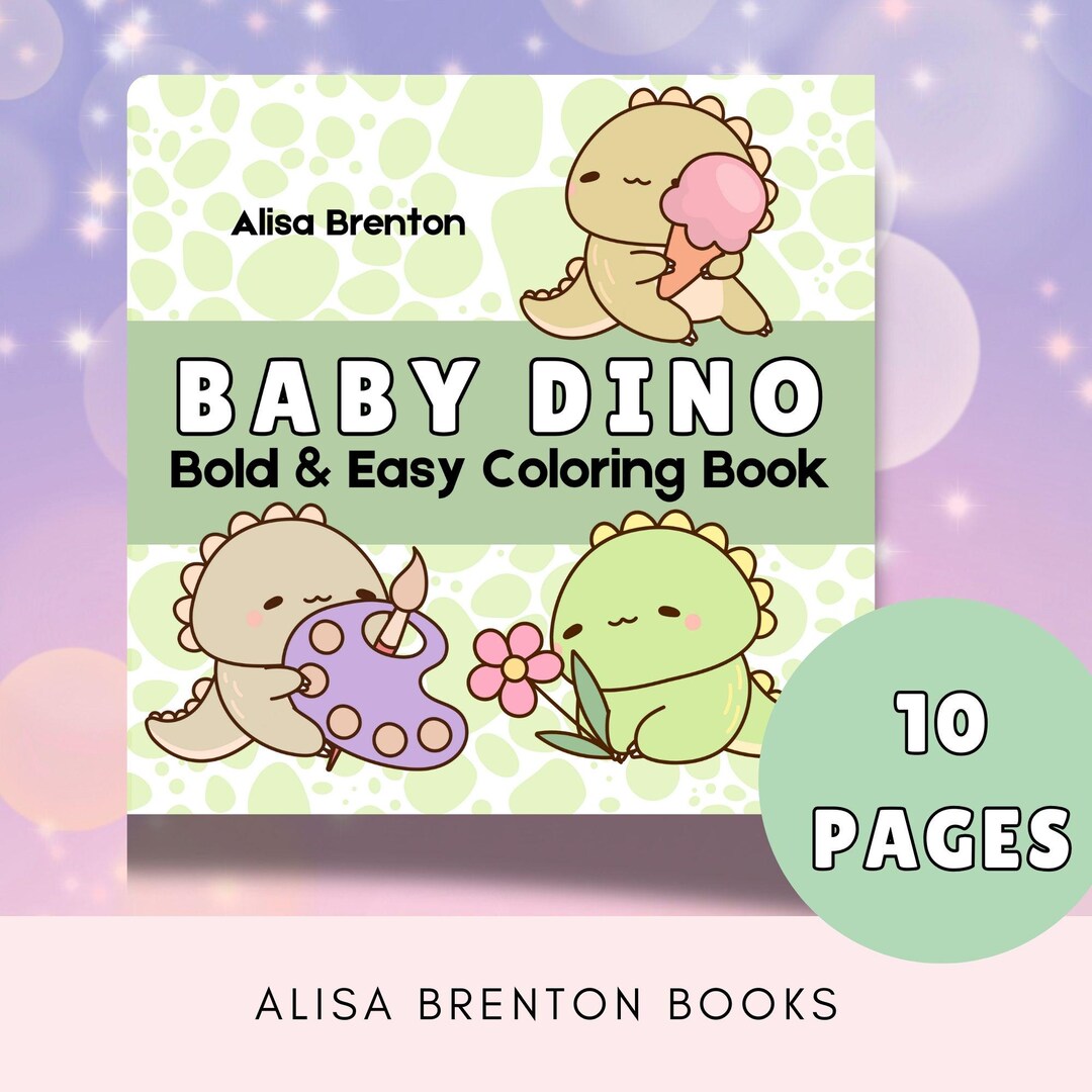 Kawaii Dinosaur Coloring Pages: 10 Baby Dino Sheets (PDF Download) - Etsy