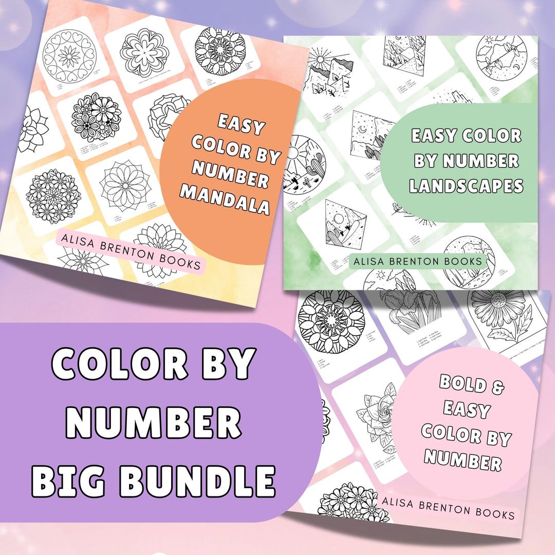 Color by Number Big Bundle: Mandala, Floral & Landscape Designs (PDF ...