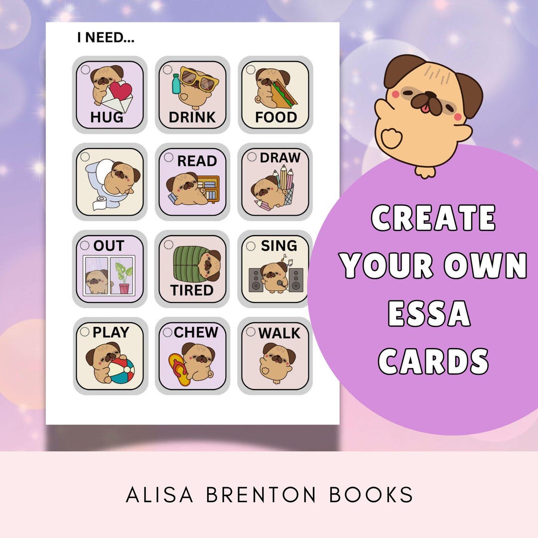 Printable Pug Communication Cards: Non Verbal ESSA Accessory (digital ...