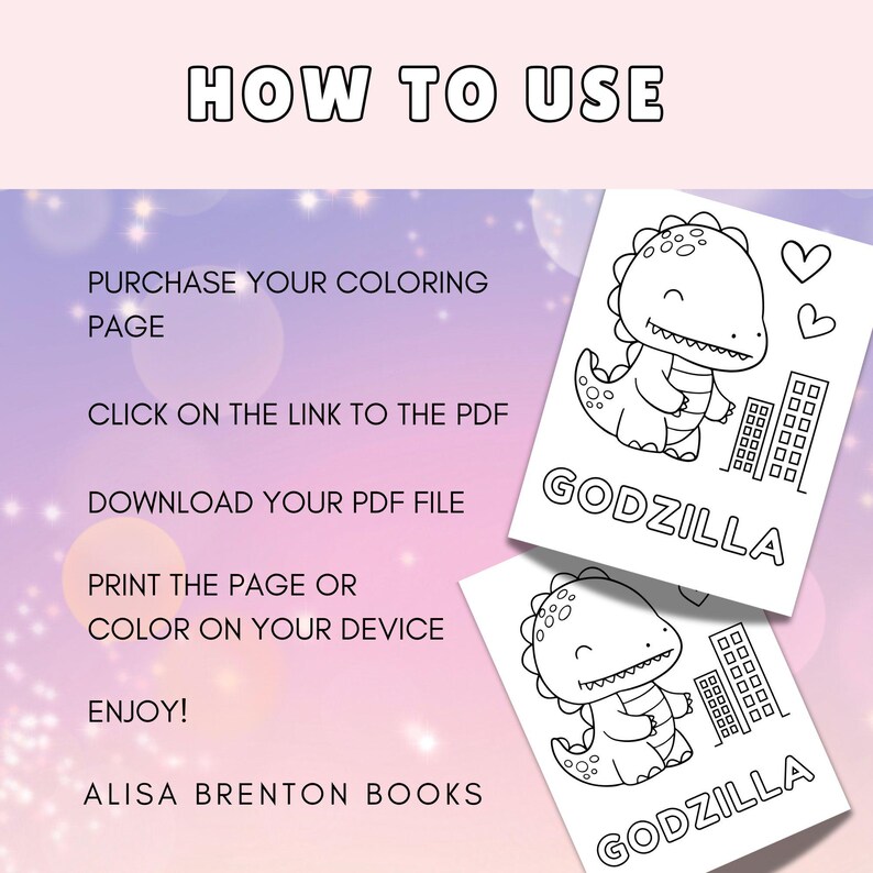 Cute Godzilla Coloring Page | Kawaii Coloring Sheet | Bold and Easy ...