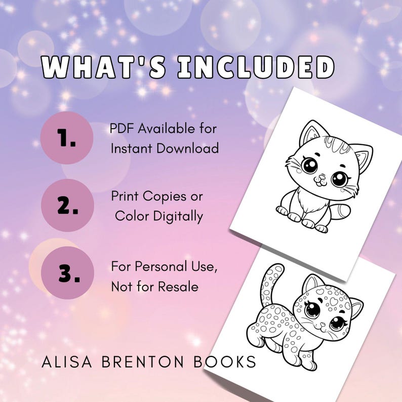 Cute Cat Coloring Pages | 10 Bold Designs (PDF Download) - Etsy