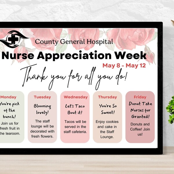 Hospital Week Template - Etsy