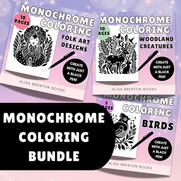 Monochrome Colouring Book - Etsy