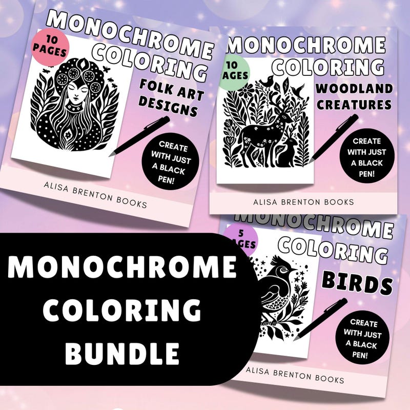 Monochrome Colouring Book - Etsy