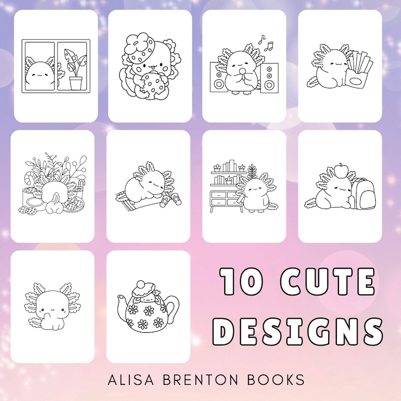 Axolotl Coloring Pages | 10 Bold & Easy Designs (PDF Download - Etsy