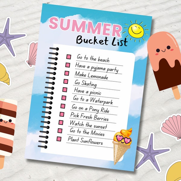 Summer Bucket List Editable Canva - Etsy