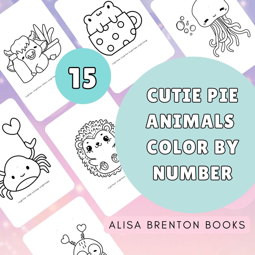 Cutie Pie Color by Number | Cute Animals Color by Number | 15 Color by ...
