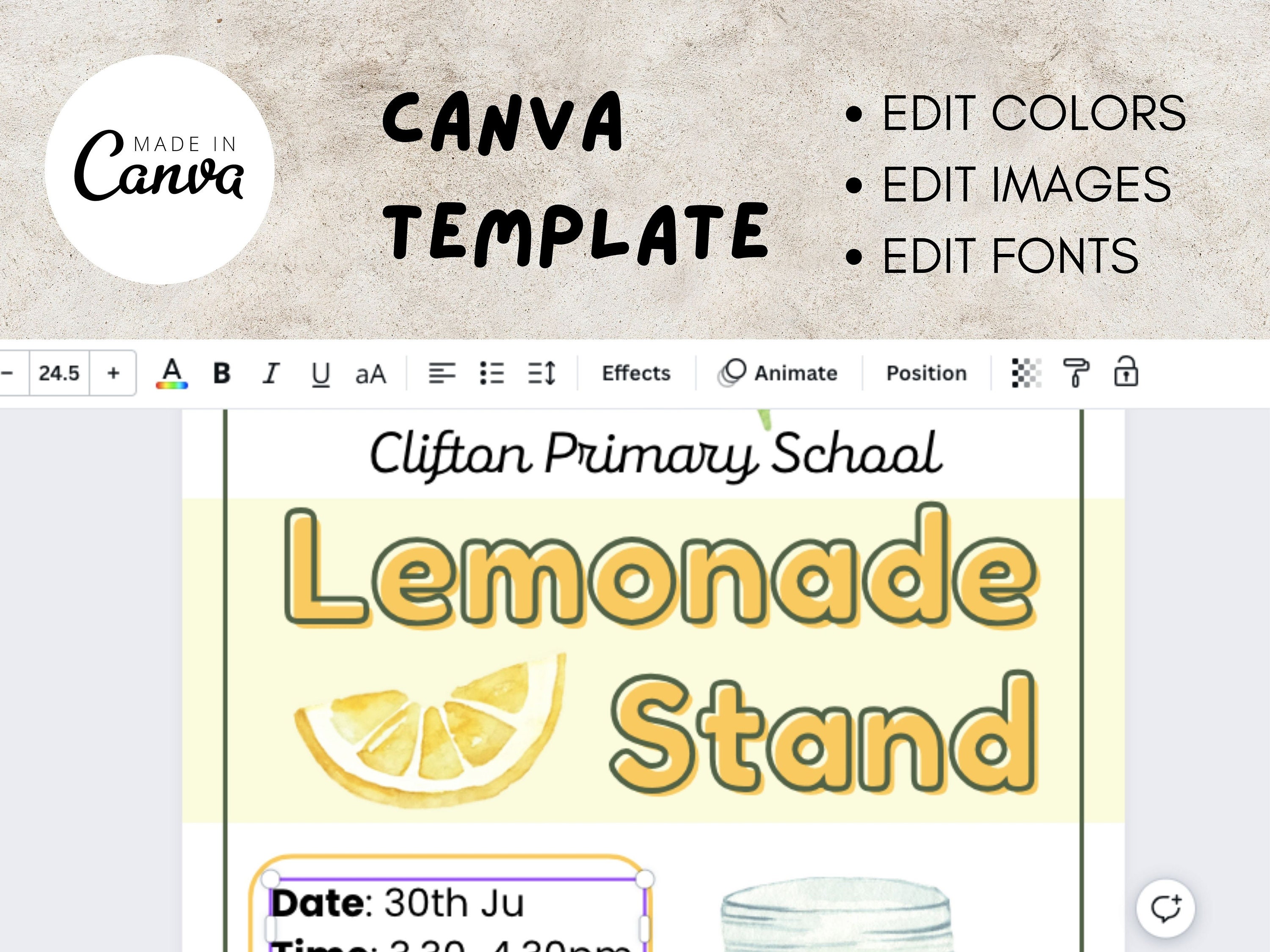 Lemonade Stand Flyer And Instagram Template Lemonade Poster School