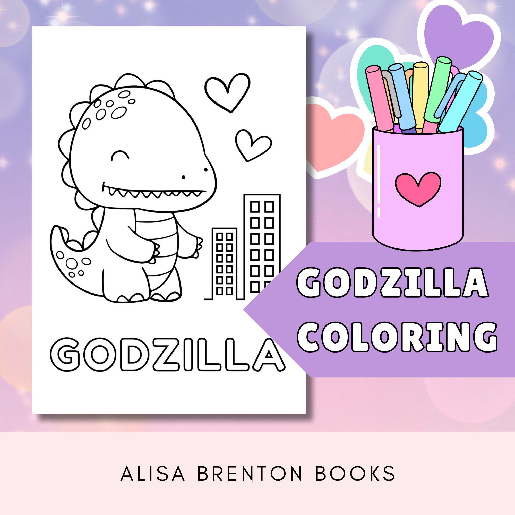 Cute Godzilla Coloring Page | Kawaii Coloring Sheet | Bold and Easy ...