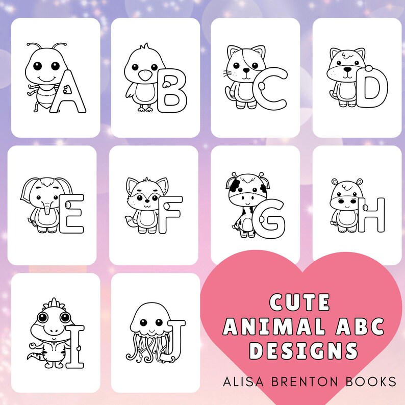 Animal Alphabet Coloring Pages | ABC Learning (digital Download) - Etsy