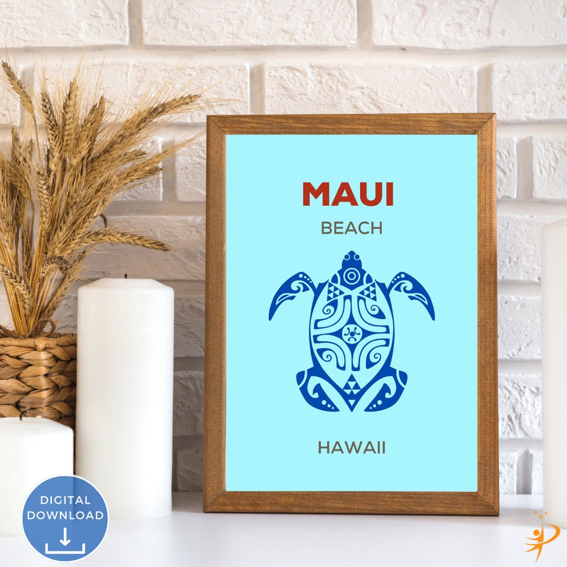 MAUI Sea Turtle Travel Poster 11x14inch Digital Prints for Preppy Room ...
