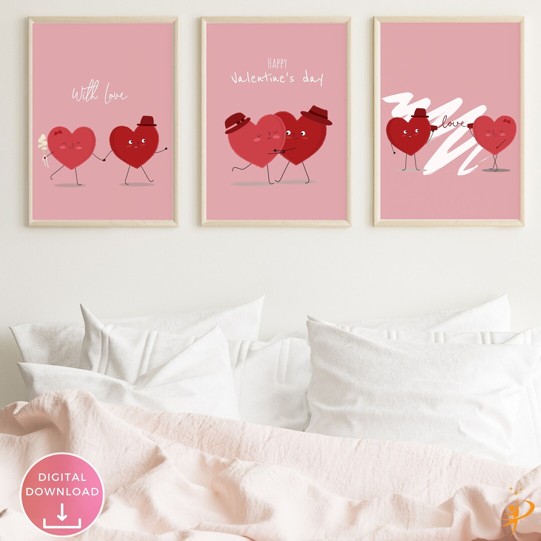 Valentine's Day Love Wall Art Printable With Hearts - Romantic ...