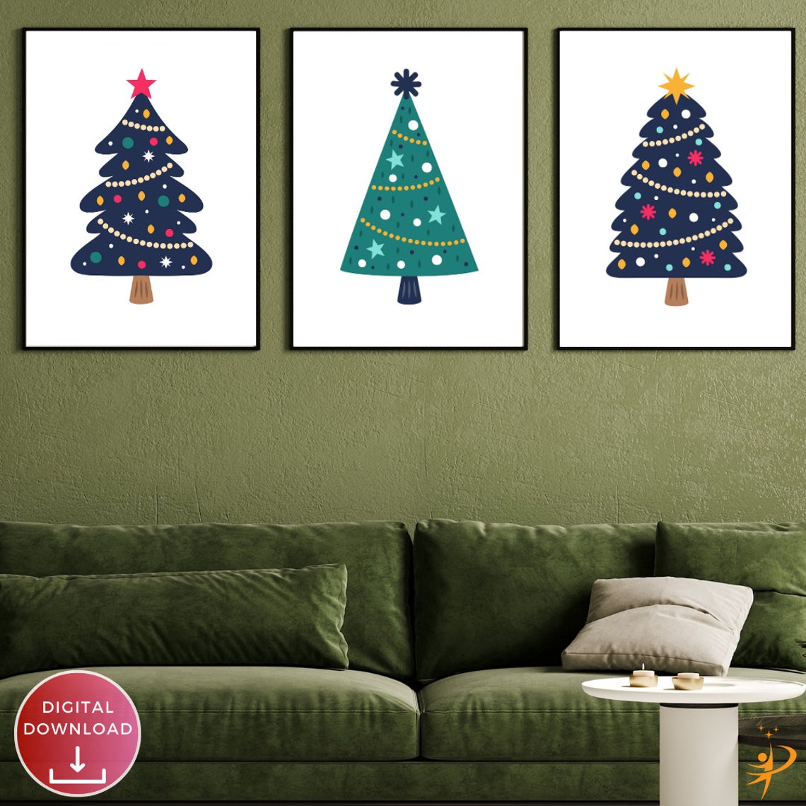 Christmas Tree Prints Set of 3 | Pine Tree Botanical Art | Printable ...