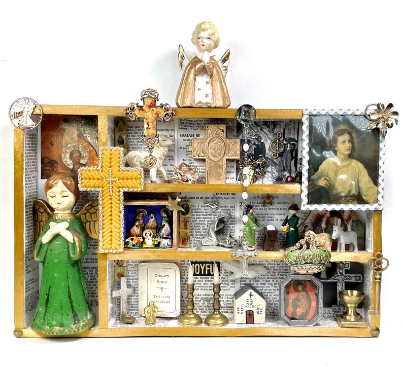 Christian Found Object Assemblage Box Mixed Media Collage - Etsy