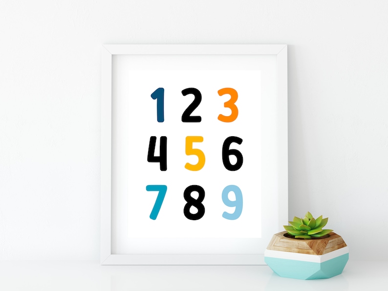Numbers Poster 1-9 Printable Numbers School Print Wall Art - Etsy