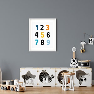 Numbers Poster 1-9 Printable Numbers School Print Wall Art - Etsy