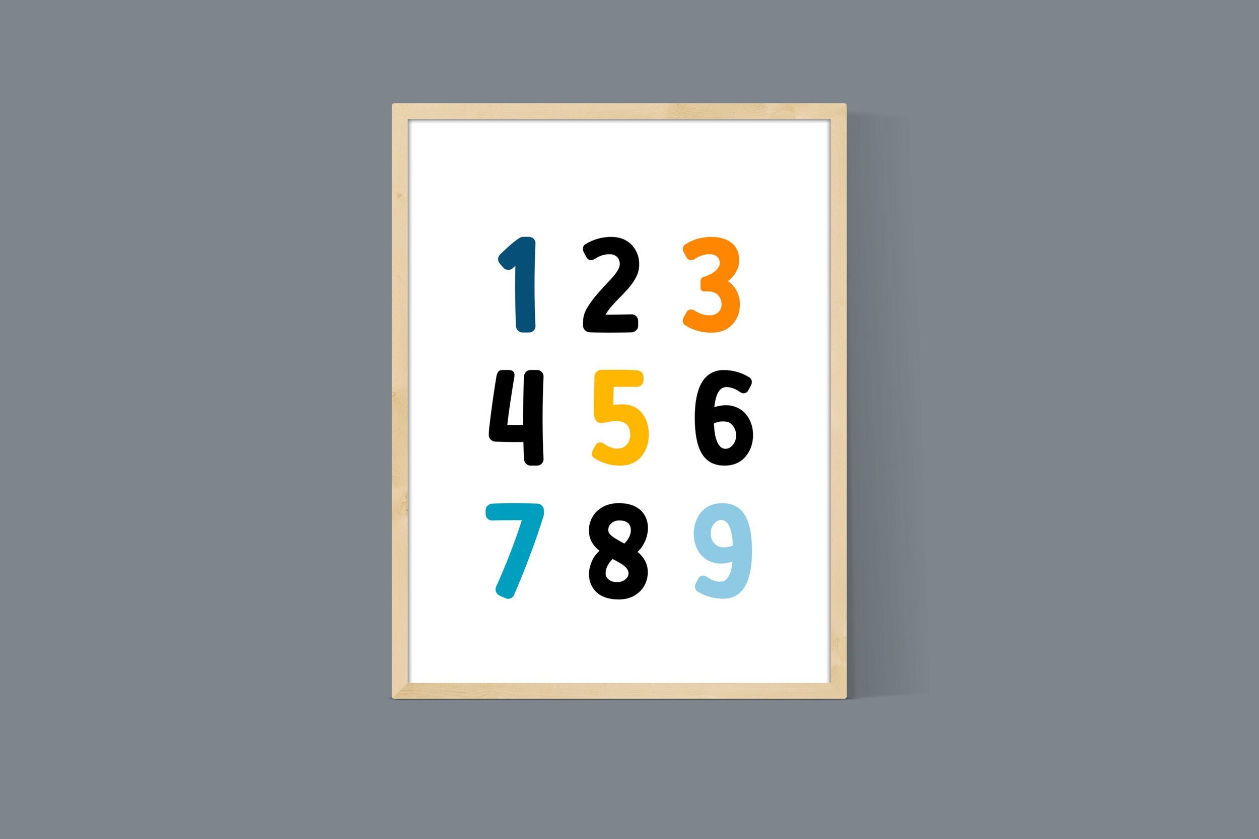 Numbers Poster 1-9 Printable Numbers School Print Wall Art - Etsy
