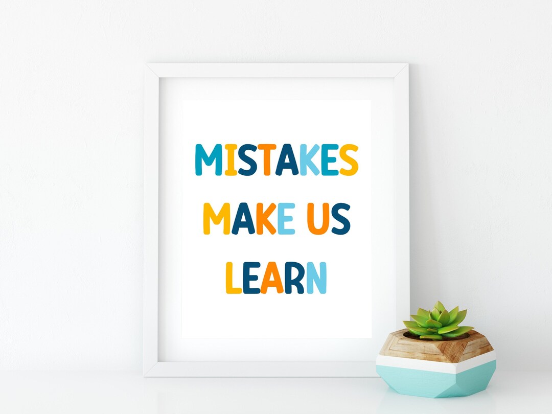 Making Mistakes Positive Affirmation for Kids Motivational Poster ...