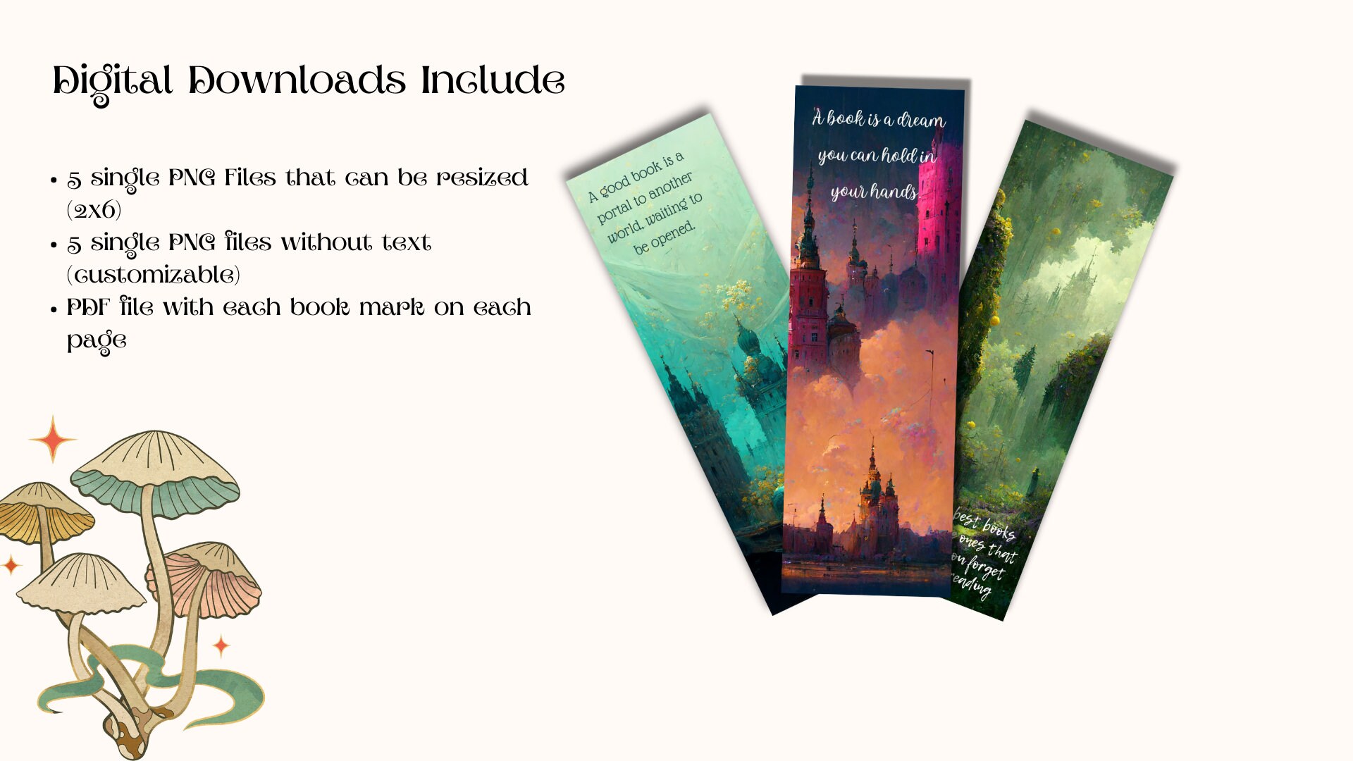 Magical Castle Bookmarks With Inspiring Quotes Digital Download for ...