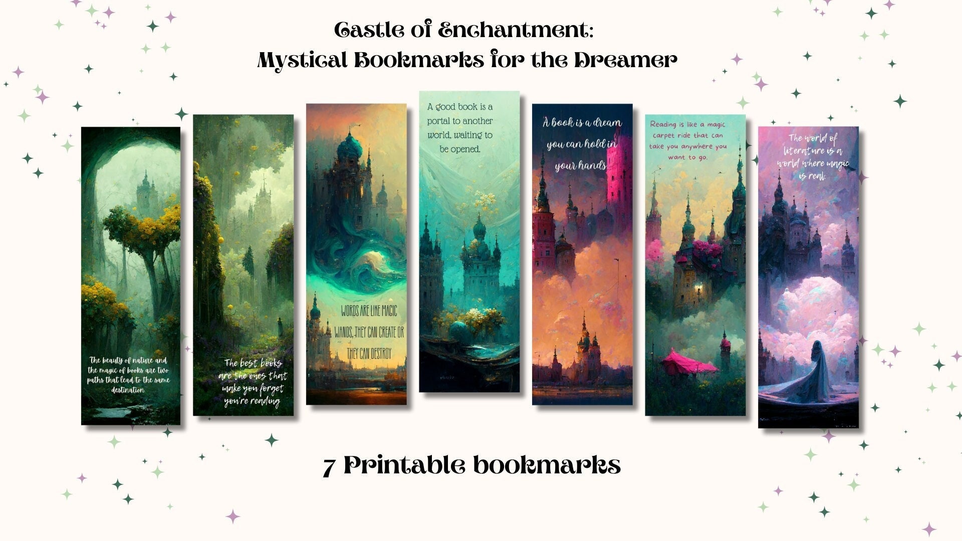 Magical Castle Bookmarks With Inspiring Quotes Digital Download for ...