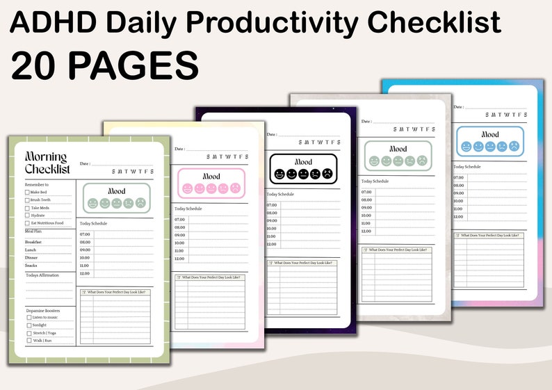 ADHD Daily Checklist Planner | Adult Printable ADHD Workbook | Daily ...