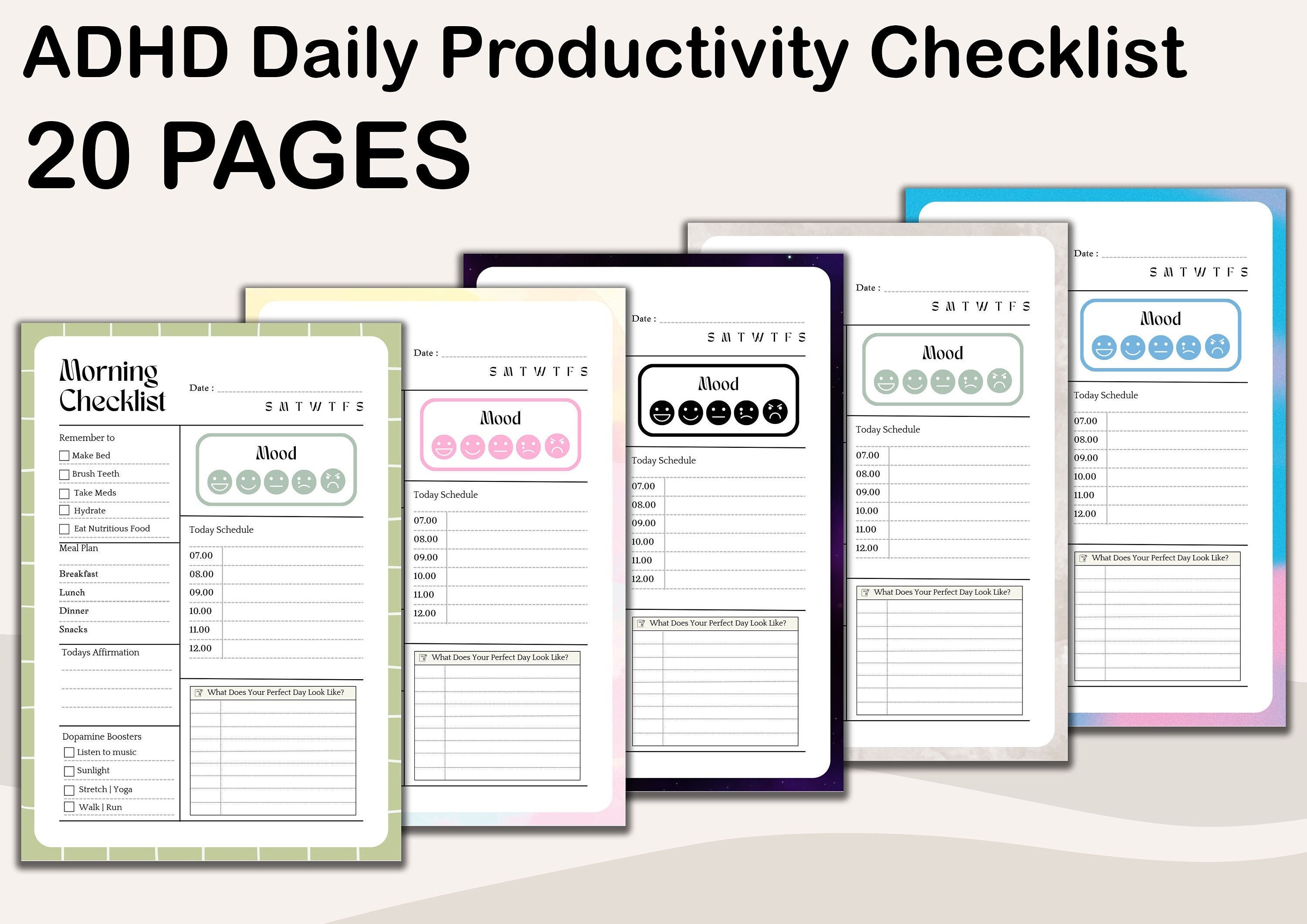 ADHD Daily Checklist Planner | Adult Printable ADHD Workbook | Daily ...