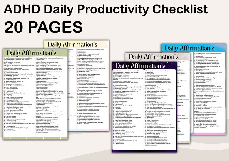 ADHD Daily Checklist Planner | Adult Printable ADHD Workbook | Daily ...