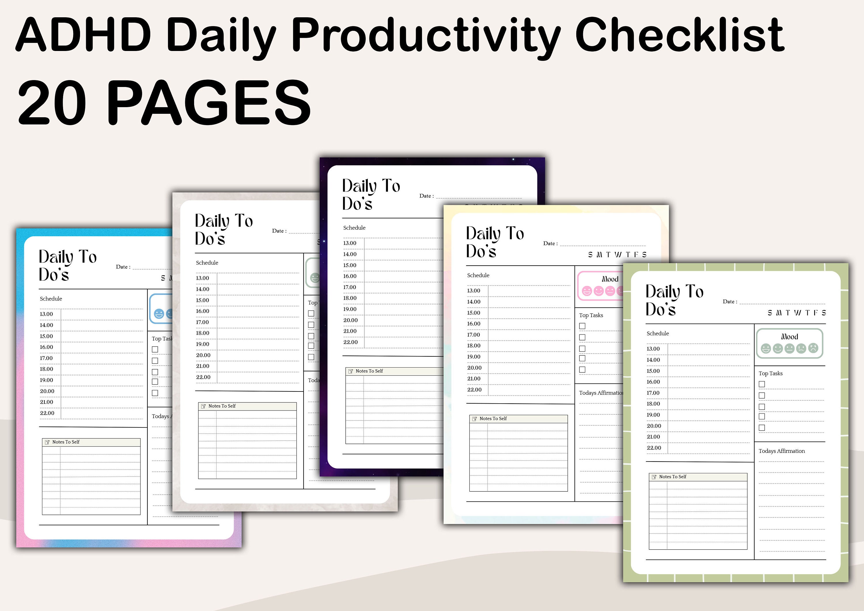 ADHD Daily Checklist Planner | Adult Printable ADHD Workbook | Daily ...