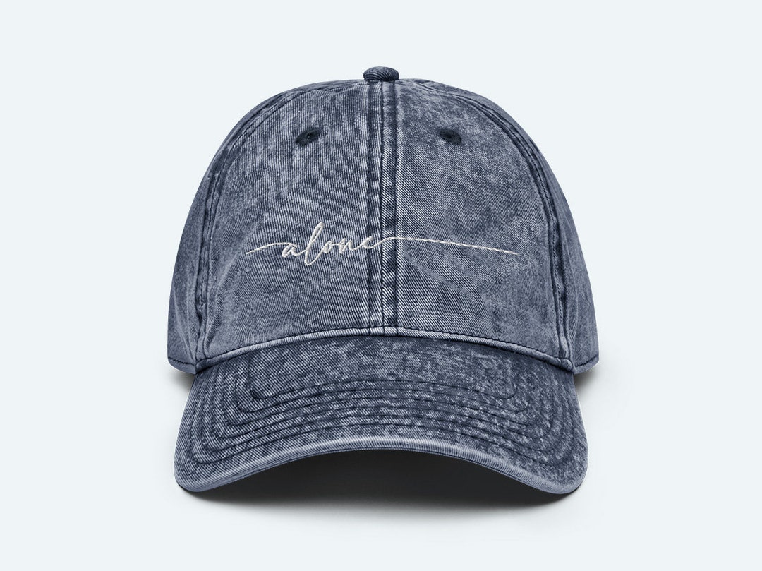 Alone Baseball Cap Handwriting Script Embroidered - Etsy