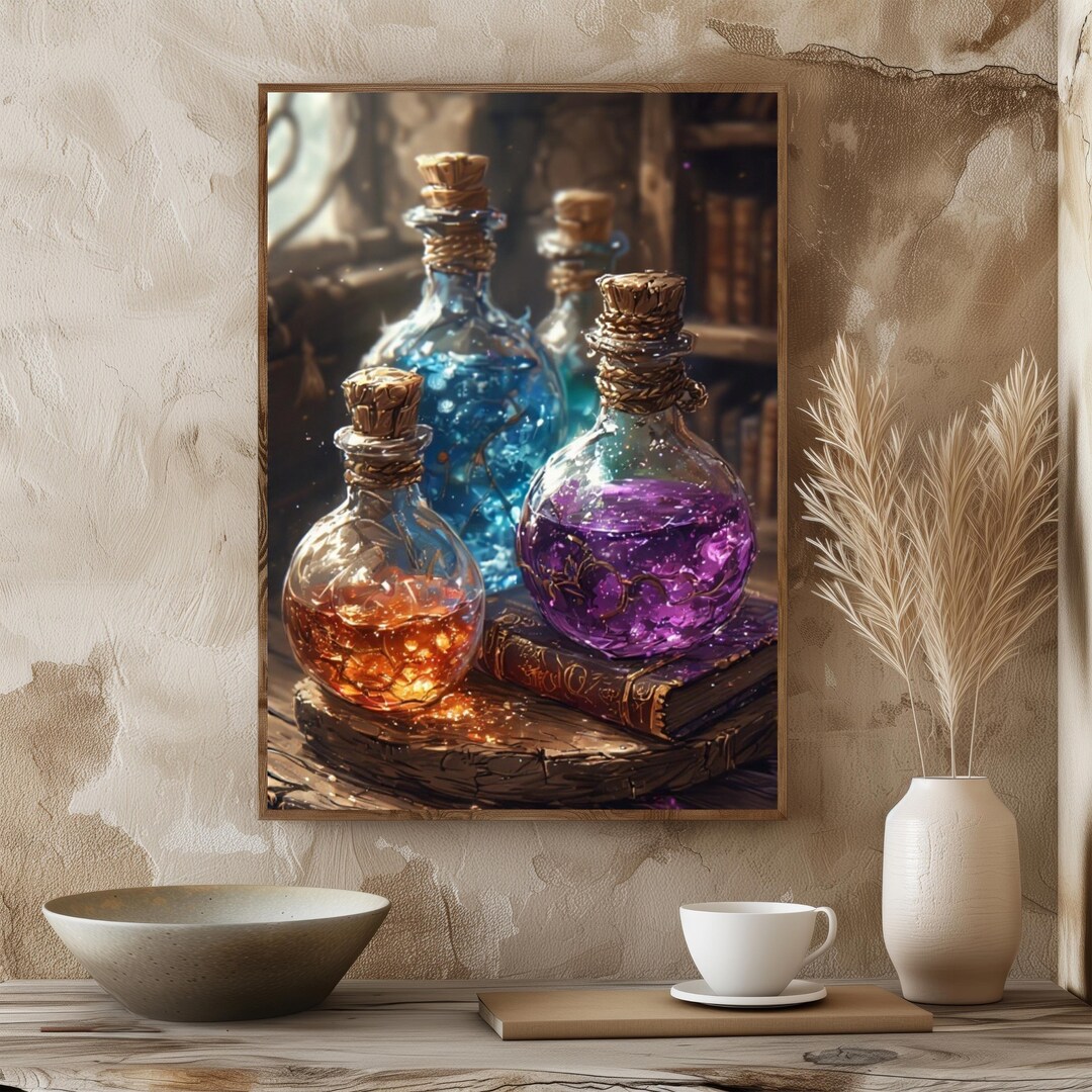 The Alchemist’s Shelf – Fantasy Potion Digital Art | Witchcore Wall ...
