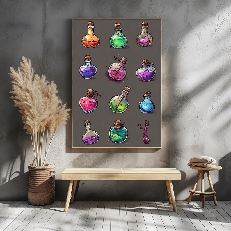 Fantasy Potion Clipart: Witchcore Bottle Art, Magical Illustration ...
