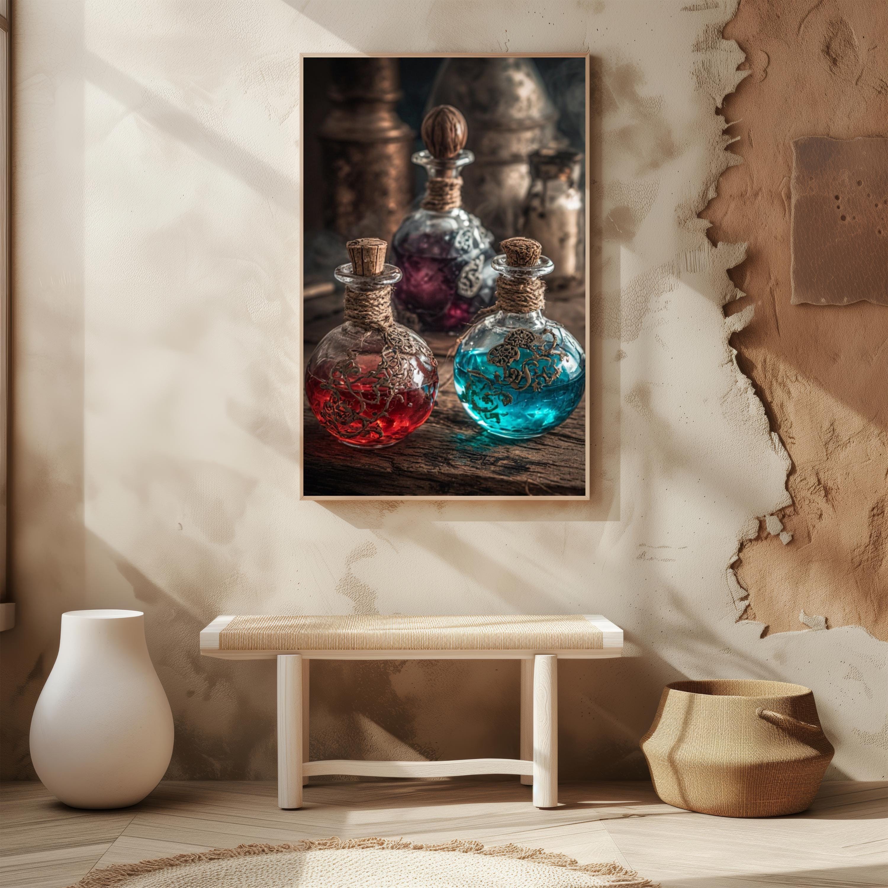 Mystic Potion Trio Digital Art | Fantasy Elixir Wall Print | Witchy ...